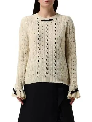 Valentino Garavani Cable Knit Sweater With Bow Details - White