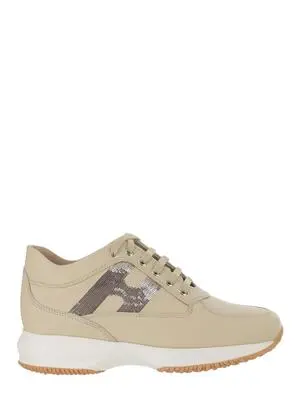 Hogan Lace-Up Sneakers Beige