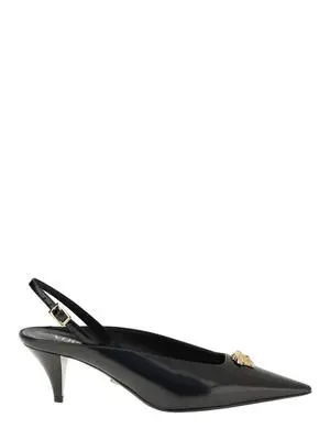 Versace Pointed Toe Slingback Pumps - Black
