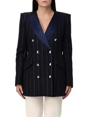 Elisabetta Franchi Striped Double-breasted Jacket - Blue