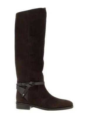 JIMMY CHOO Knee High Boots With Tie Detailing - Brown
