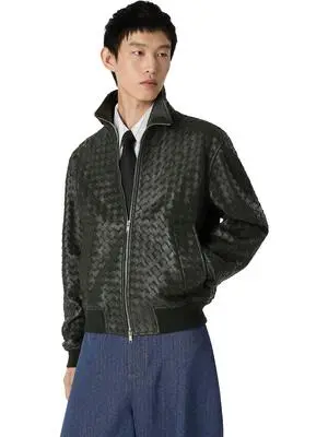Bottega Veneta Intrecciato Leather Blouson - Dark Green