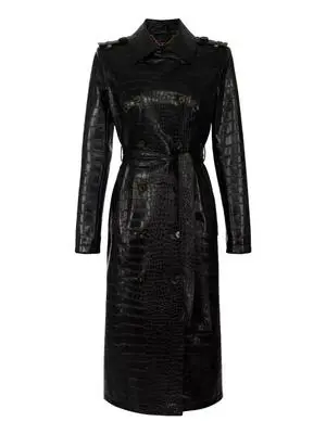 Elisabetta Franchi Crocodile-effect Trench Coat - Black