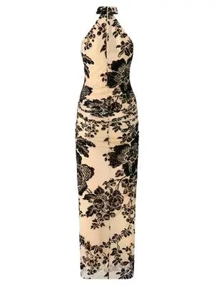 Pinko Floral-print Halter-neck Midi Dress - Nz8 Nudo/nero