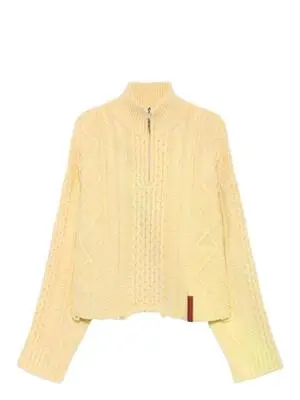 Martine Rose Cable-knit Half-zip Sweater - Yellow