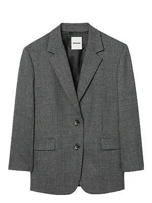 SANDRO Single-Breasted Woven Blazer With Side Pockets