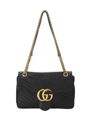 Gucci Leather Gg Marmont Matelassé Shoulder Bag - Black