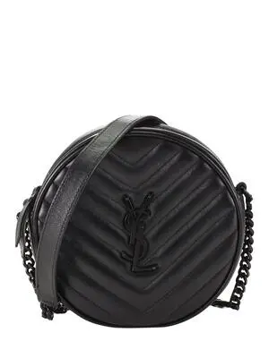 SAINT LAURENT Calfskin Round Vinyle Camera Bag
