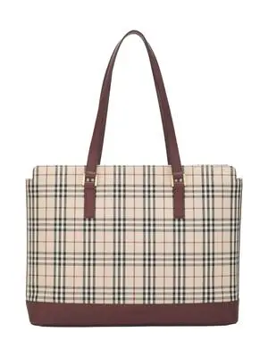 Burberry House Check Jacquard Zip Tote - Burgundy