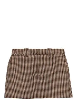 Paige Bobbi Houndstooth Mini Skirt - Brown Multi