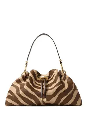 JIMMY CHOO Cinch Medium Shoulder Bag - Natural/chocolate/gold