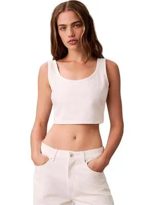 Calvin Klein Denim Monogram Cropped Tank Top - Arctic