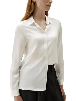 Lilysilk Classic Imitation Pearl Button Silk Shirt - Natural White