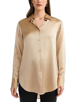 Lilysilk Silk Oversized Shirt - Light Camel