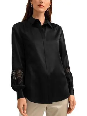 Lilysilk Armeria Lace Blouse Black