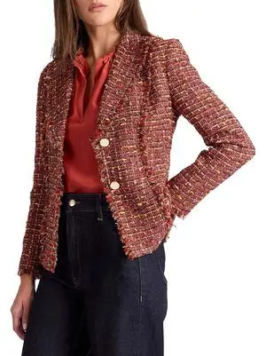 Santorelli Trish Tweed Jacket With Fringe - Auburn Multi