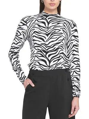 ELLE COLLECTION Zebra Printed Feather Weight Top