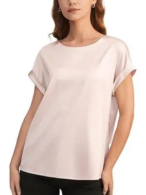 Lilysilk Short Sleeve Round Neck T-shirt - Pale Pink