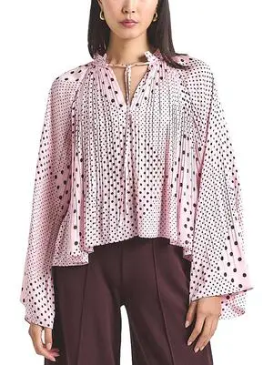 Derek Lam 10 Crosby Claira Printed Satin Top - Pink Quartz/bordeaux