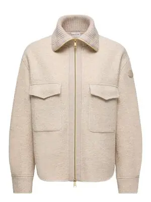 Moncler Bouclé Wool-blend Shirt Jacket - Beige