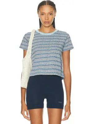 BODE Lyric Cropped Tee - Blue Multi
