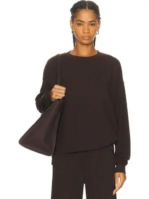 Eterne Oversized Lightweight French Terry Crewneck Sweatshirt - Espresso
