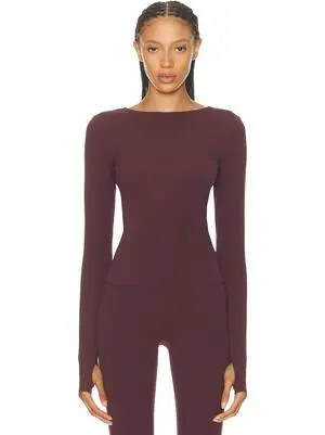 Nike Dri-fit Long Sleeve Top - Burgundy Crush & White