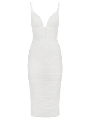 Dolce & Gabbana Tulle Draped Calf-length Dress - White