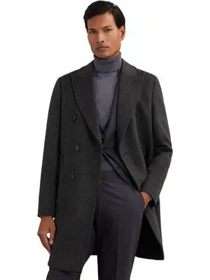 REISS Timpano Wool-Blend Overcoat Charcoal Grey