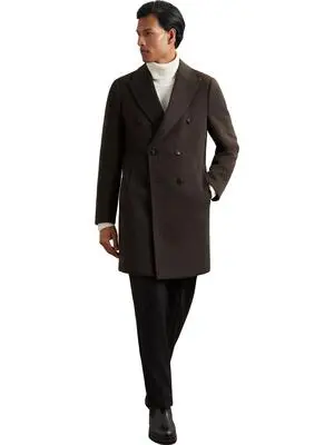 REISS Timpano Wool-Blend Overcoat Dark Khaki Green