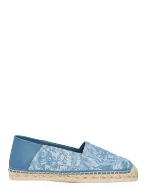 Versace Espadrilles With Floral Print And Leather Trim - Blue
