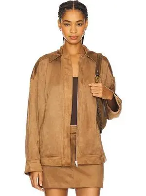 House Of Harlow 1960 X Della Faux Suede Jacket - Camel Brown