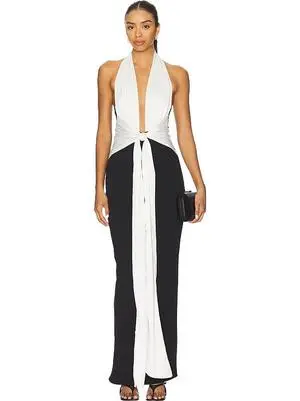 NOOKIE Chiara Halter Gown - White & Black