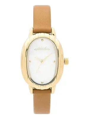 Ettika Harper Timeless Texture Leather Watch - Cognac & Black
