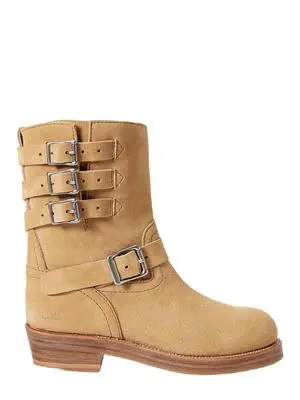 Ralph Lauren Suede Moto Boots - Caramel