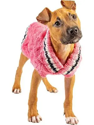 CHILLY DOG Cable Knit Dog Sweater - Rose