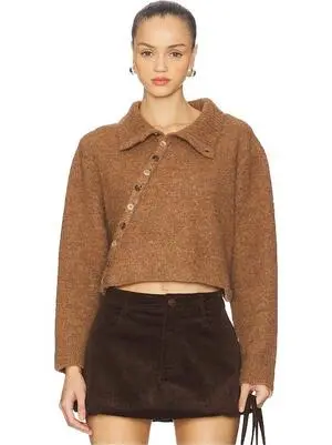 ZEMETA Button Way Knit Cardigan - Brown
