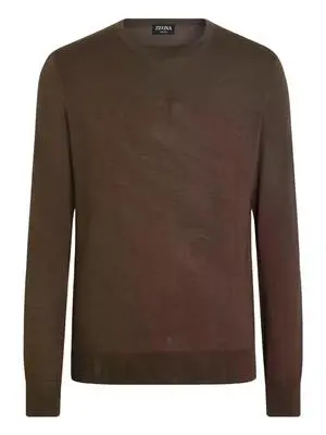 Zegna Mélange Crew-Neck Sweater Brown