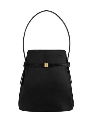 TOTEME Belted Pony Hair Bucket Bag - Black