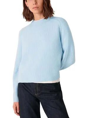 Whistles Aria Mix Crewneck Knit Sweater - Pale Blue