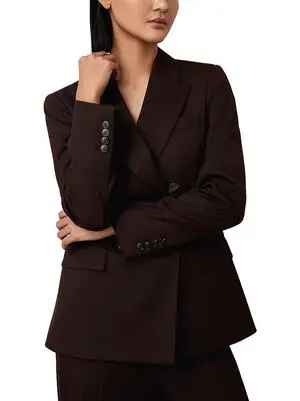REISS Solene Double Breasted Blazer Aubergine