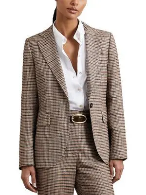 REISS River Single Breasted Check Jacket - Neutral Check