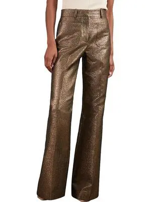 REISS Sienna Sparkle Flare Pants - Gold