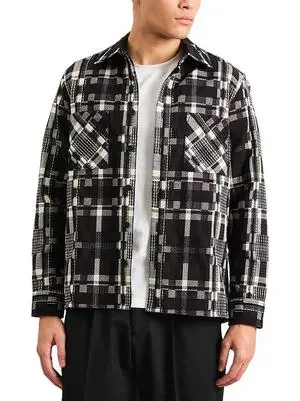 WAX LONDON Whiting Overshirt - Black/ecru