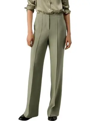 Lilysilk Silk-wool Twill Flare Pants - Laurel Oak