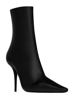 Saint Laurent Ashley Booties In Smooth Leather - Black Lambskin