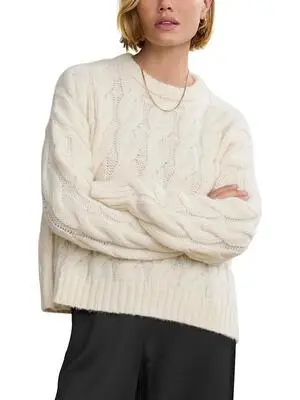 Jenni Kayne Serena Cable Knit Crewneck Sweater - Ivory