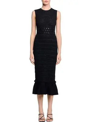 Sandro Studded Knit Midi Dress - Black