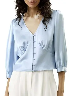 Lilysilk Fitted Retro Corset Silk Top - Sky Blue