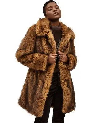 Ba&sh Lestor Faux Fur Coat - Brown / Neutral